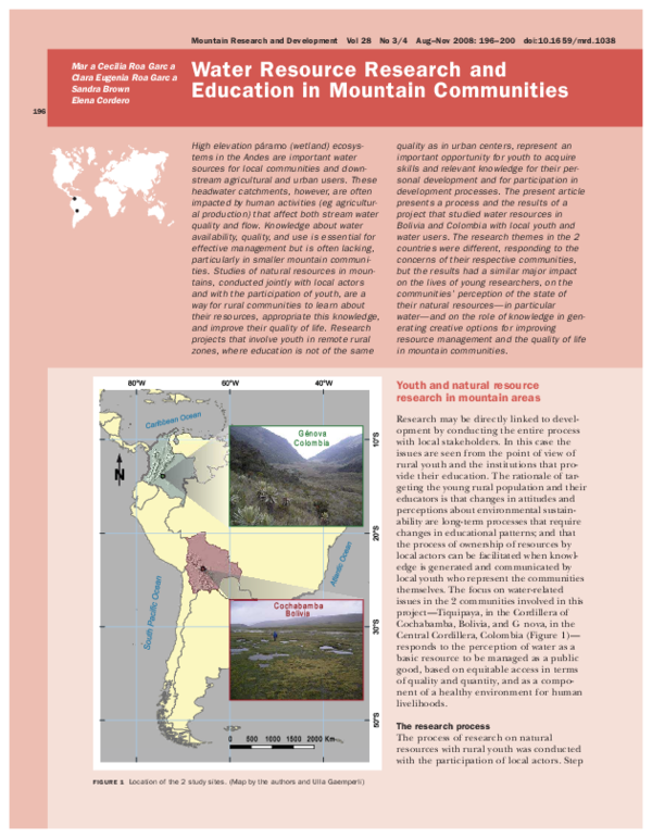 (PDF) Water Resource Research and Education in Mountain Communities