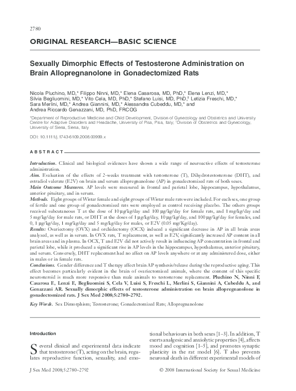 (PDF) Sexually Dimorphic Effects of Testosterone Administration on ...