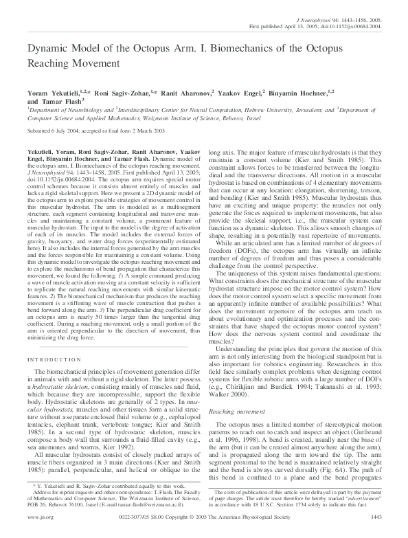 (PDF) Dynamic Model of the Octopus Arm. I. Biomechanics of the Octopus ...