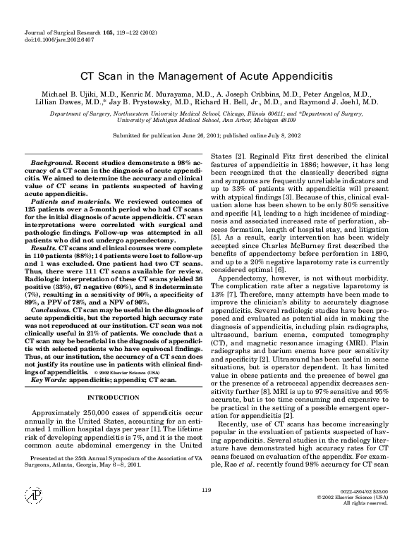 (PDF) CT Scan in the Management of Acute Appendicitis