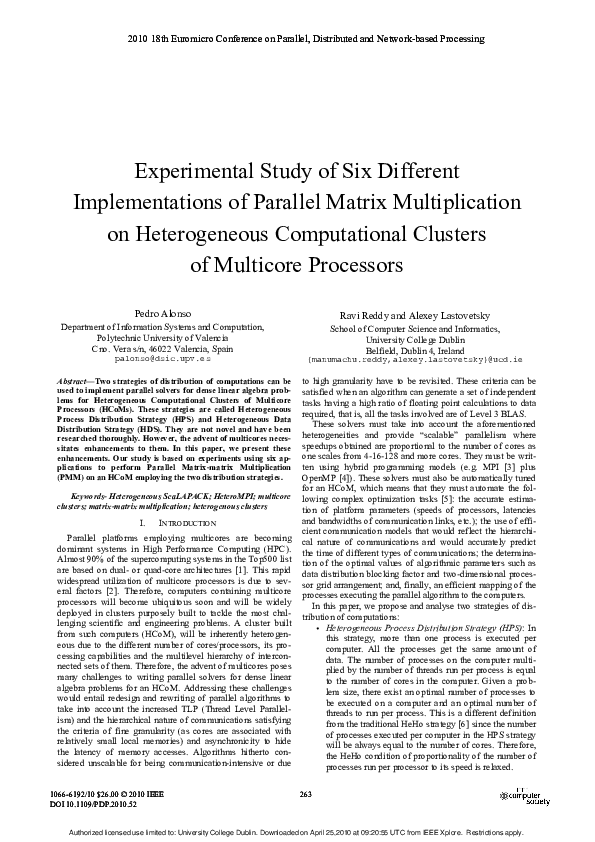 (PDF) Experimental Study of Six Different Implementations of Parallel ...
