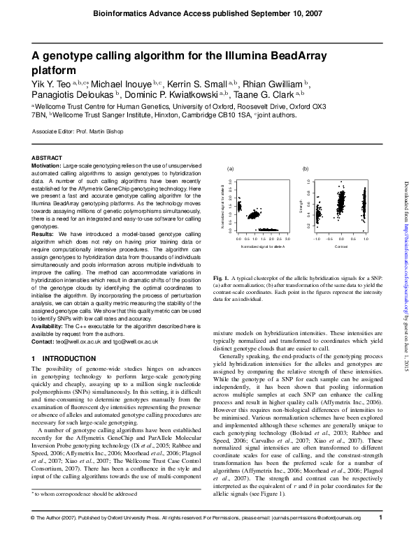 (PDF) A genotype calling algorithm for the Illumina BeadArray platform