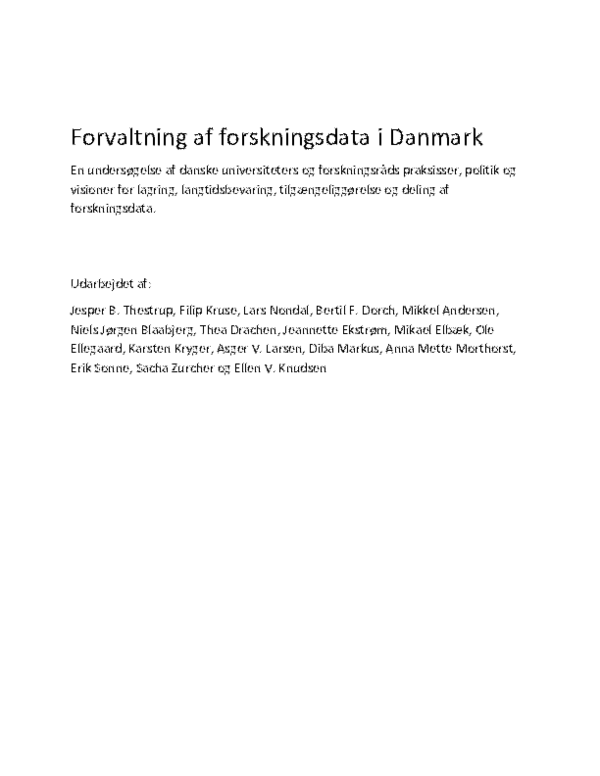 (PDF) Forvaltning af forskningsdata i Danmark