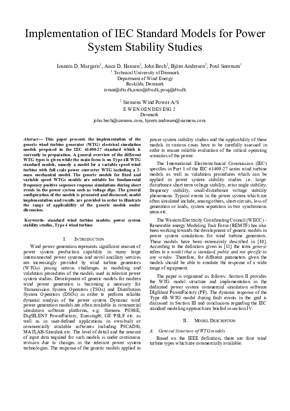 (PDF) Implementation of IEC Standard Models for Power System Stability ...