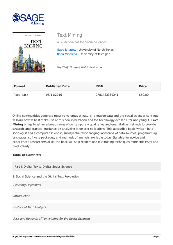Pdf Text Mining A Guidebook For The Social Sciences