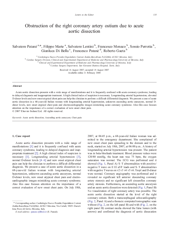 (PDF) Obstruction of the right coronary artery ostium due to acute ...