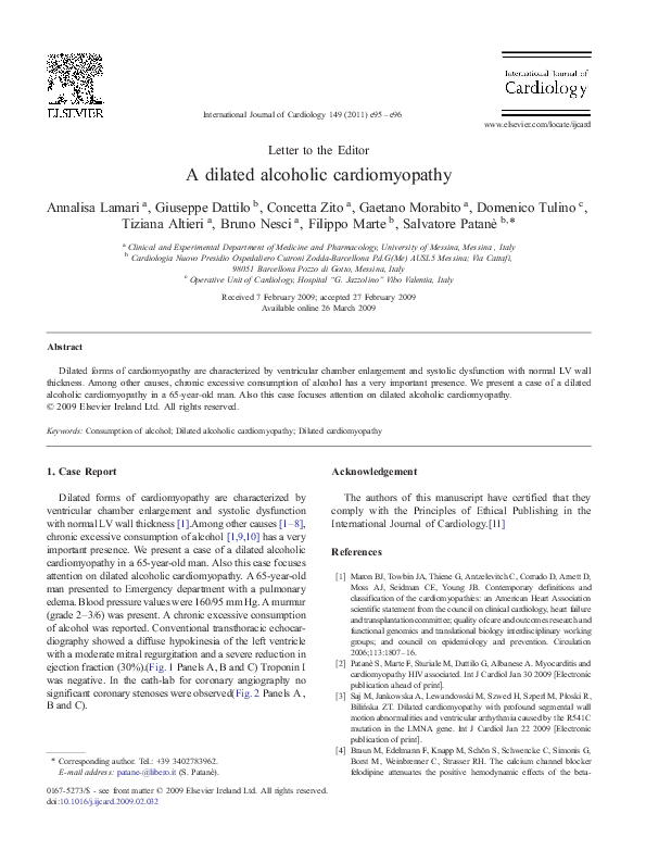(PDF) A dilated alcoholic cardiomyopathy