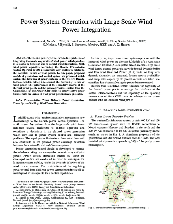 (PDF) Power System Operation with Large Scale Wind Power Integration
