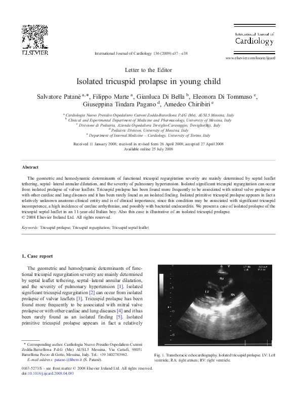 (PDF) Isolated tricuspid prolapse in young child