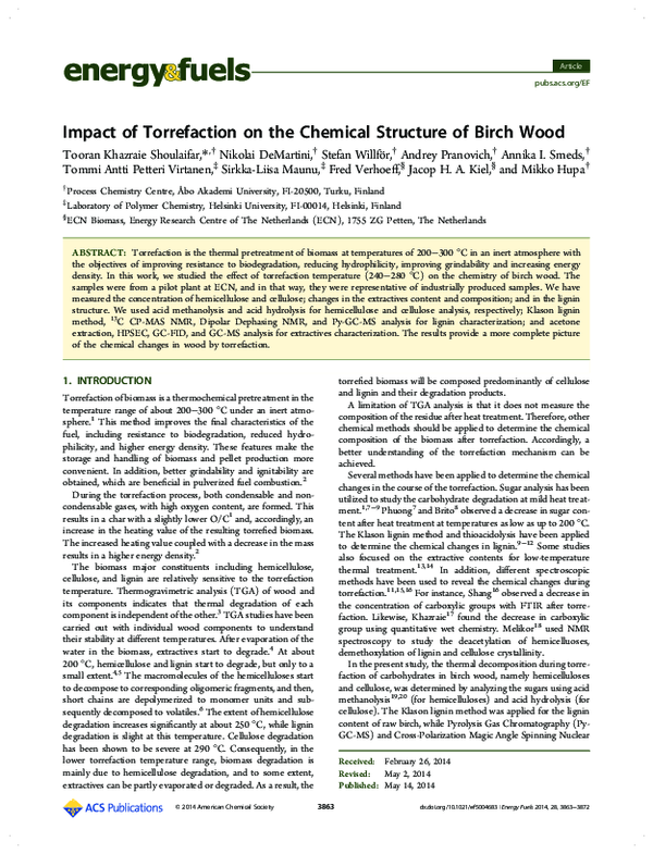 (PDF) Impact of Torrefaction on the Chemical Structure of Birch Wood