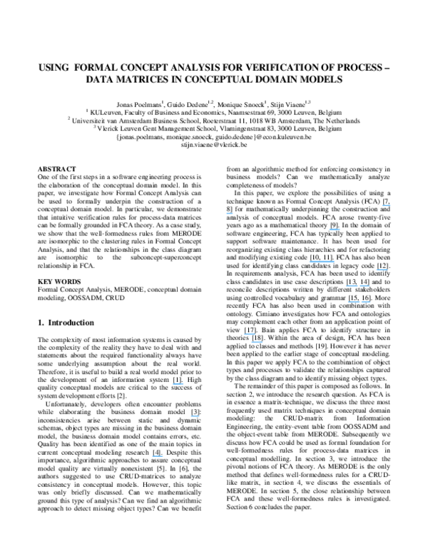 (PDF) Using formal concept analysis for the verification of process-data matrices in conceptual ...