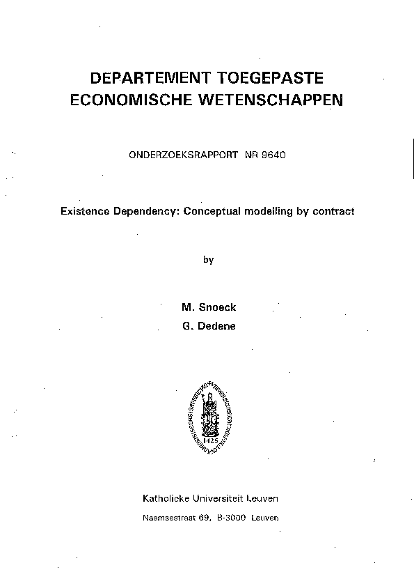 (PDF) Existence Dependency: Conceptual modelling by contract
