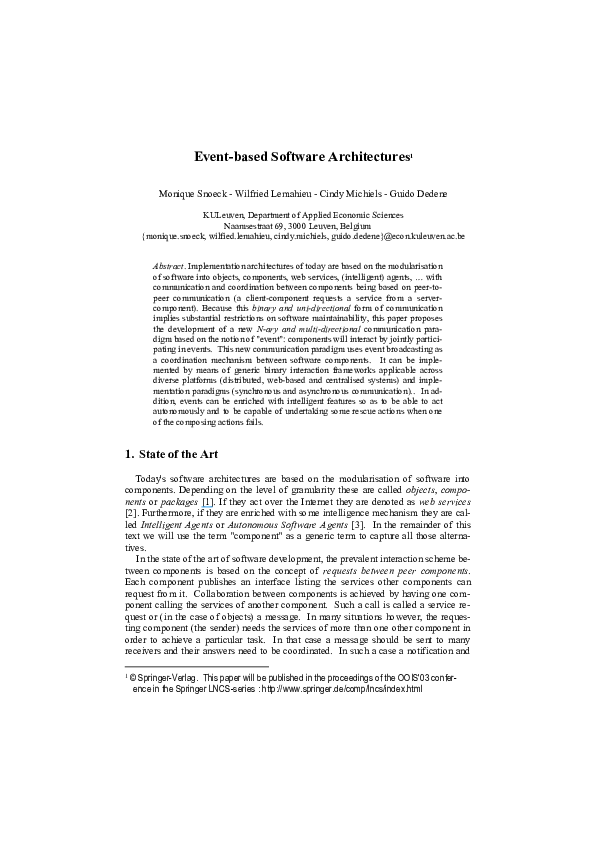 (PDF) Event-Based Software Architectures