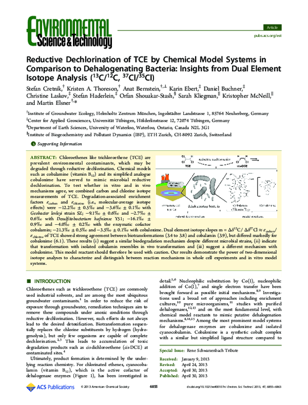 (PDF) Reductive Dechlorination of TCE by Chemical Model Systems in ...