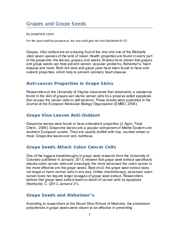 (DOC) Grapes and Grape Seeds