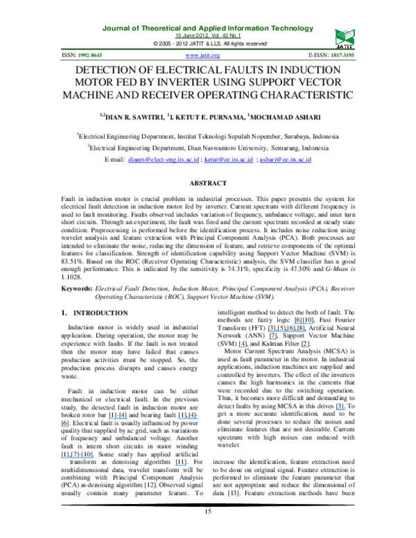 Pdf Detection Of Electrical Faults In Induction Motors Using