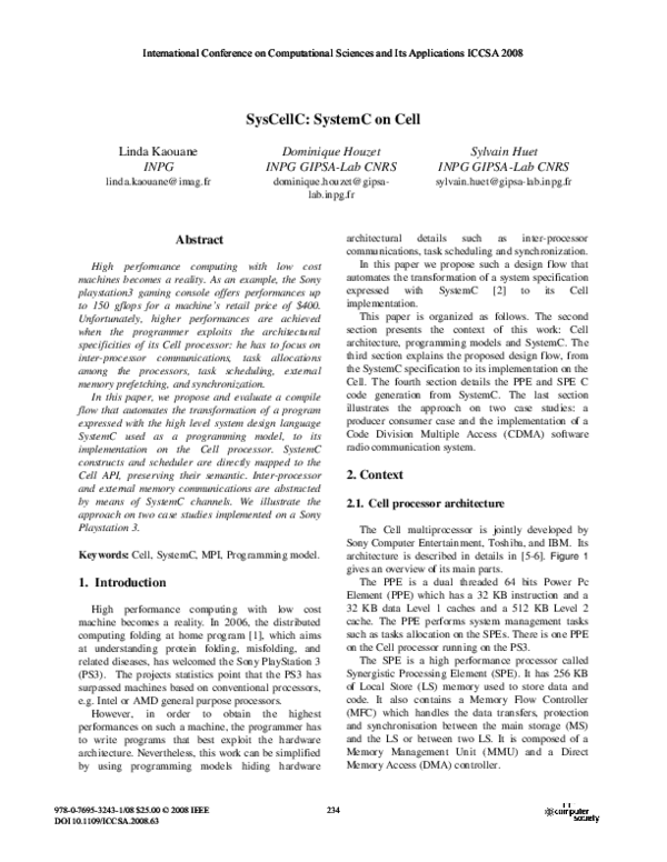 (PDF) SysCellC: SystemC on Cell | Dominique Houzet - Academia.edu