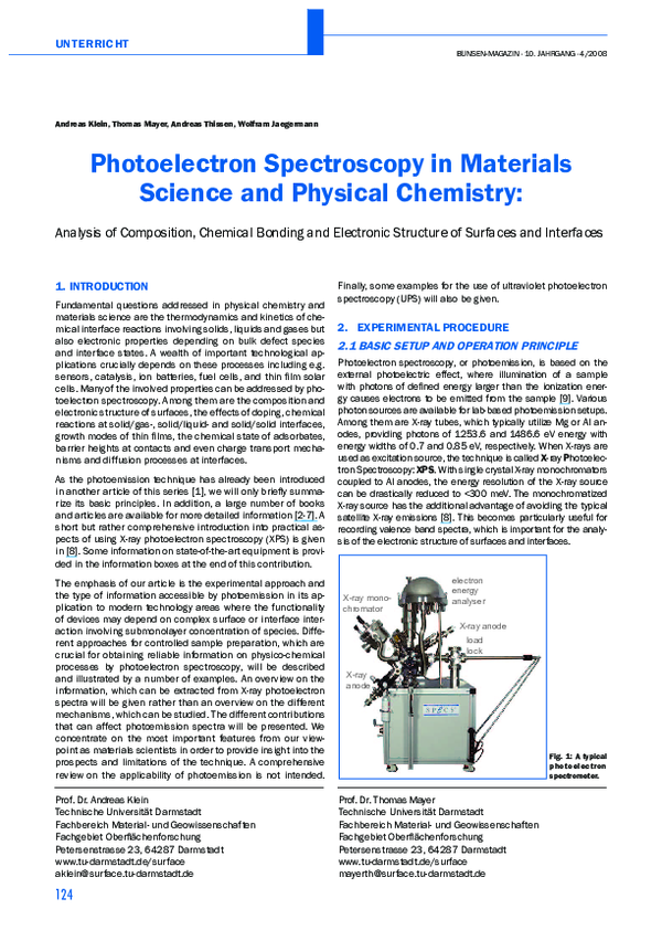 (PDF) Photoelectron spectroscopy in materials science and physical ...