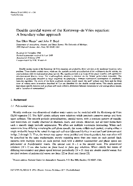 (PDF) Double cnoidal waves of the Korteweg-de Vries equation: A ...