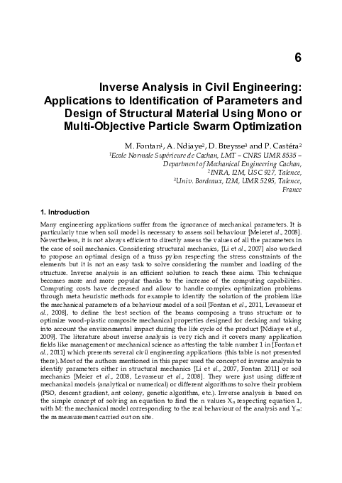 (PDF) Inverse Analysis in Civil Engineering: Applications to Identiﬁcation of Parameters and ...