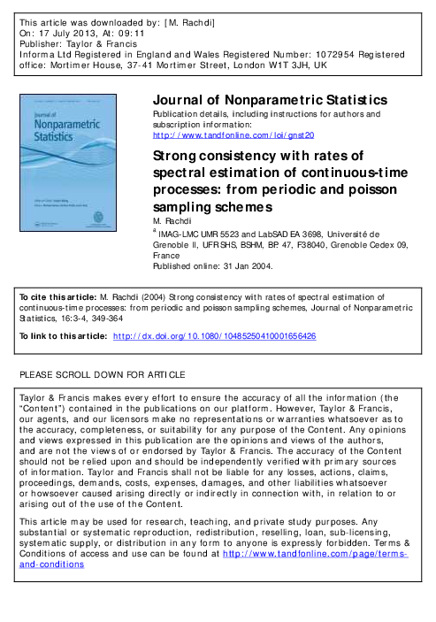 Pdf Consistency Of A Uniform Kernel Estimator For Intensity Of A Periodic Poisson Process With