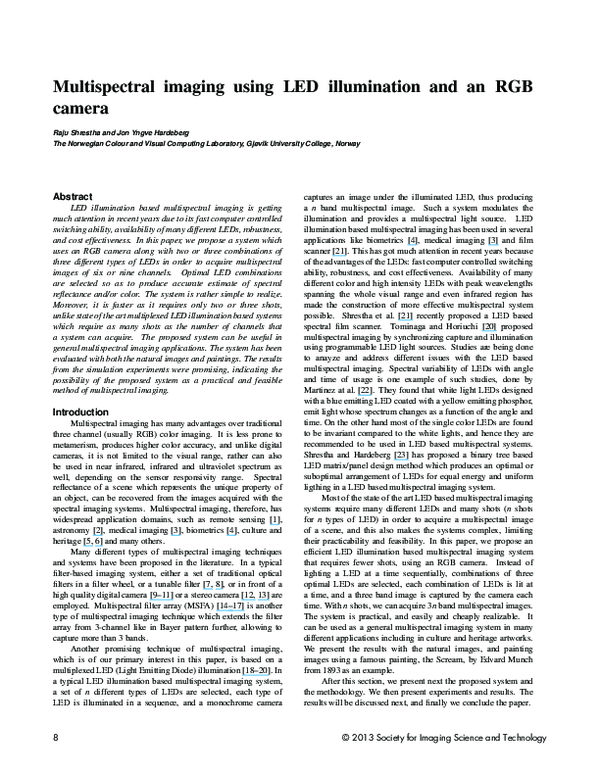 (PDF) Multispectral imaging using LED illumination and an RGB camera