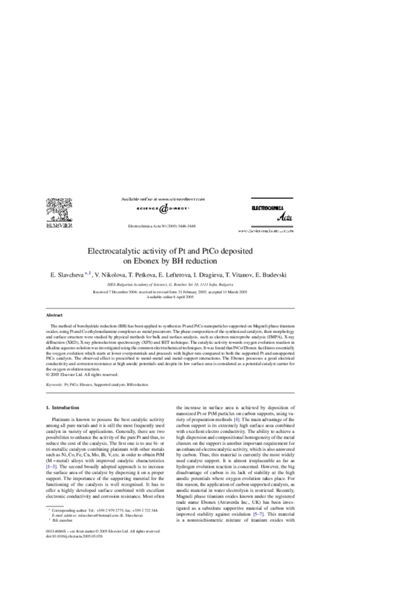 (PDF) Electrocatalytic activity of Pt and PtCo deposited on Ebonex by BH reduction