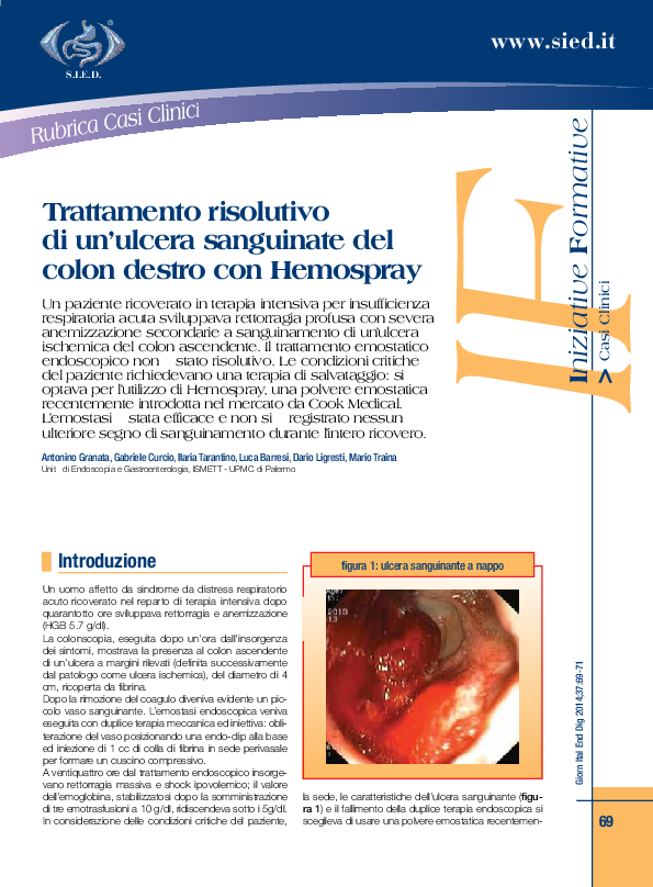(PDF) Trattamento risolutivo di un’ulcera sanguinate del colon destro ...