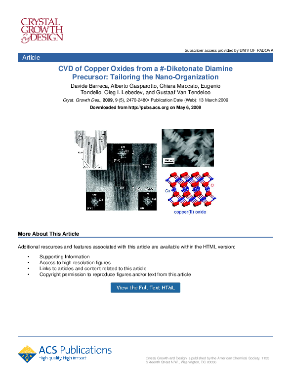 (PDF) CVD of Copper Oxides from a β-Diketonate Diamine Precursor ...