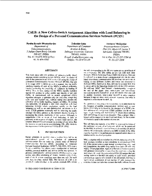 Pdf Calb A New Cell To Switch Assignment Algorithm With Load Balancing In The Design Of A 6029