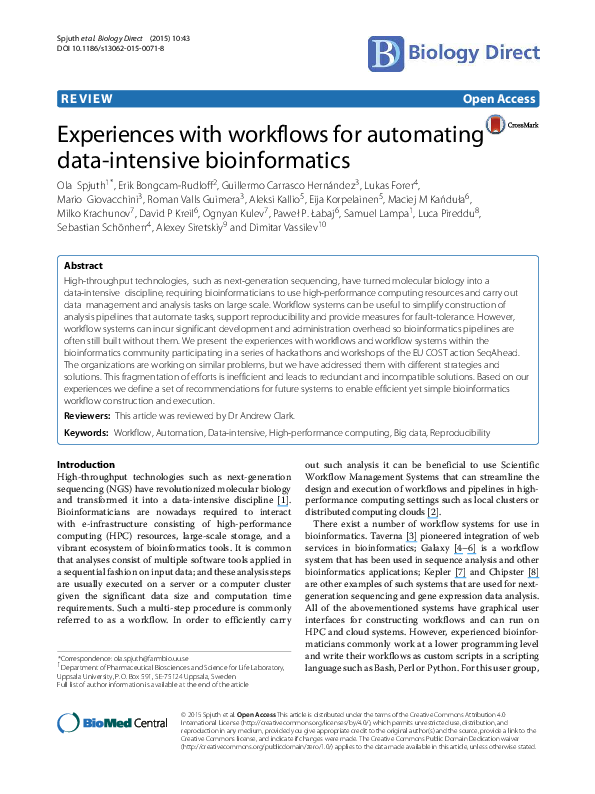 Pdf Experiences With Workflows For Automating Data Intensive