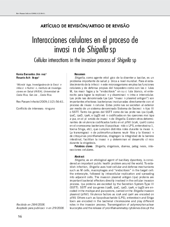 (PDF) Interacciones celulares en el proceso de invasión de Shigella sp ...