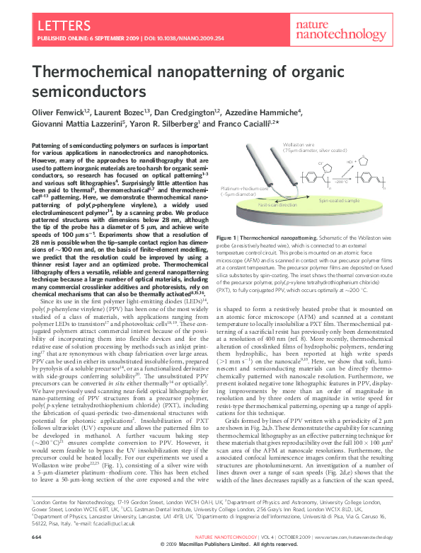 (PDF) Thermochemical nanopatterning of organic semiconductors