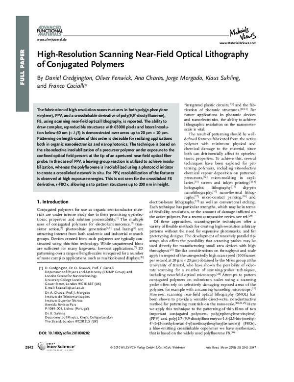 (PDF) High-Resolution Scanning Near-Field Optical Lithography of ...