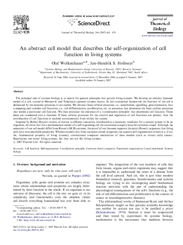 (PDF) An abstract cell model that describes the self-organization of ...