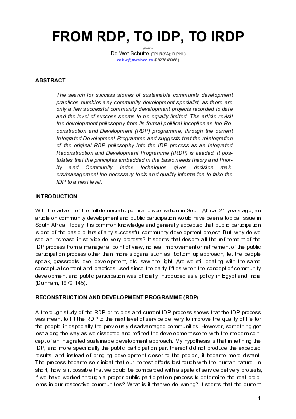 (PDF) RDP IDP IRDP presentation 2016