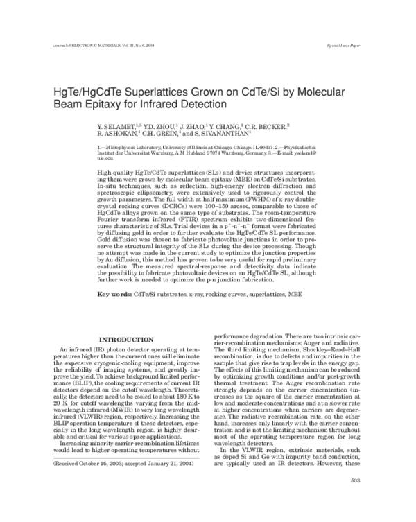 HgTe/HgCdTe superlattices grown on CdTe/Si by molecular beam epitaxy for infrared detection