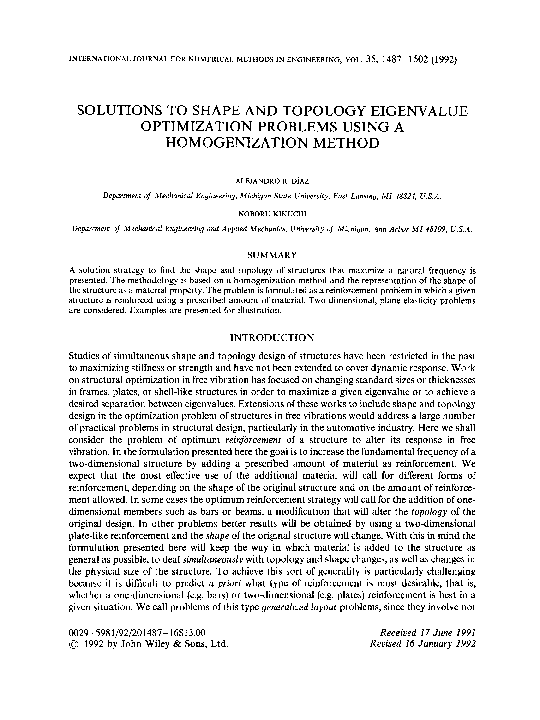 Pdf Solutions To Shape And Topology Eigenvalue Optimization Problems