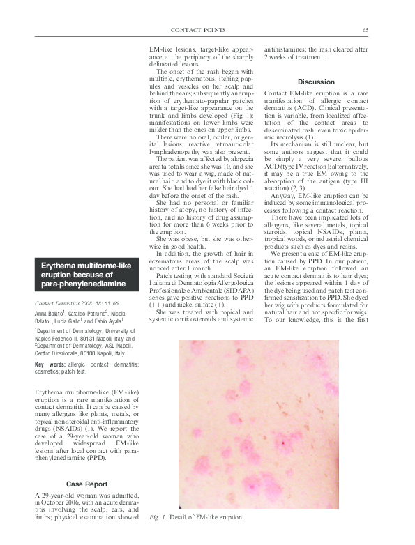 (PDF) Erythema multiforme-like eruption because of para-phenylenediamine