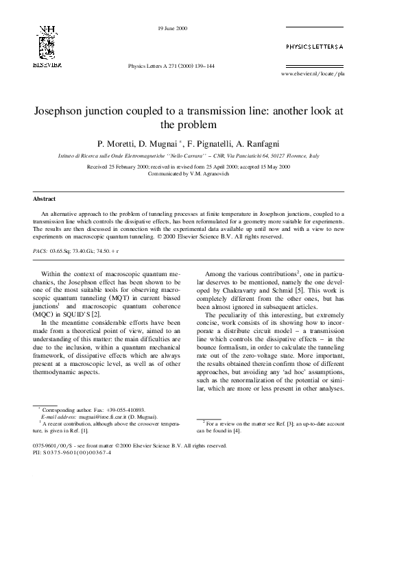 (PDF) Josephson junction coupled to a transmission line: another look ...