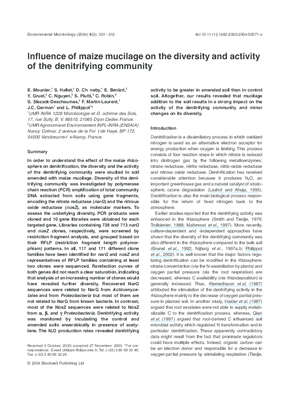 (PDF) Influence of maize mucilage on the diversity and activity of the ...