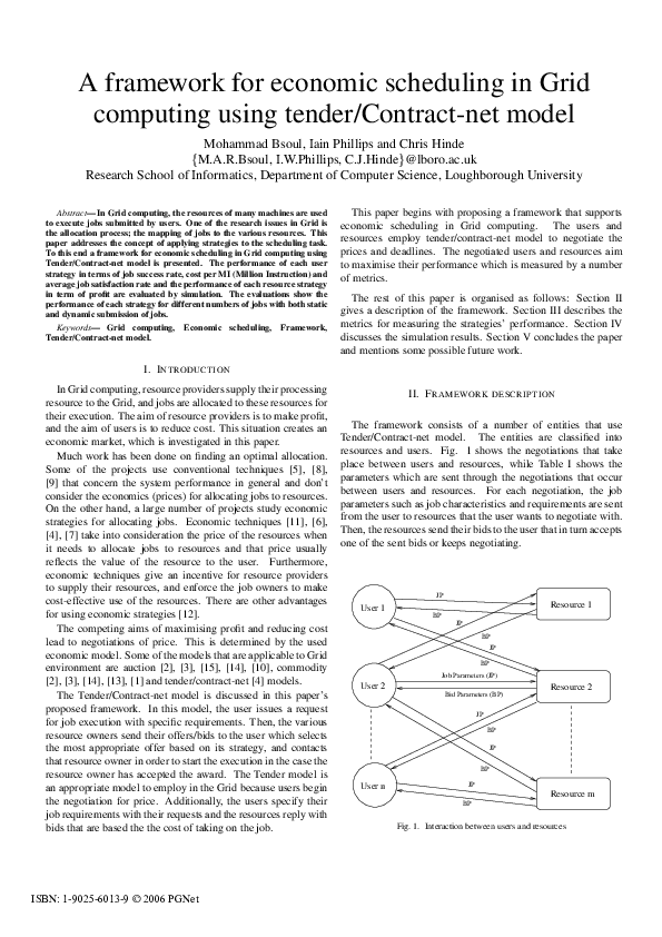 Pdf A Framework For Economic Scheduling In Grid Computing Using