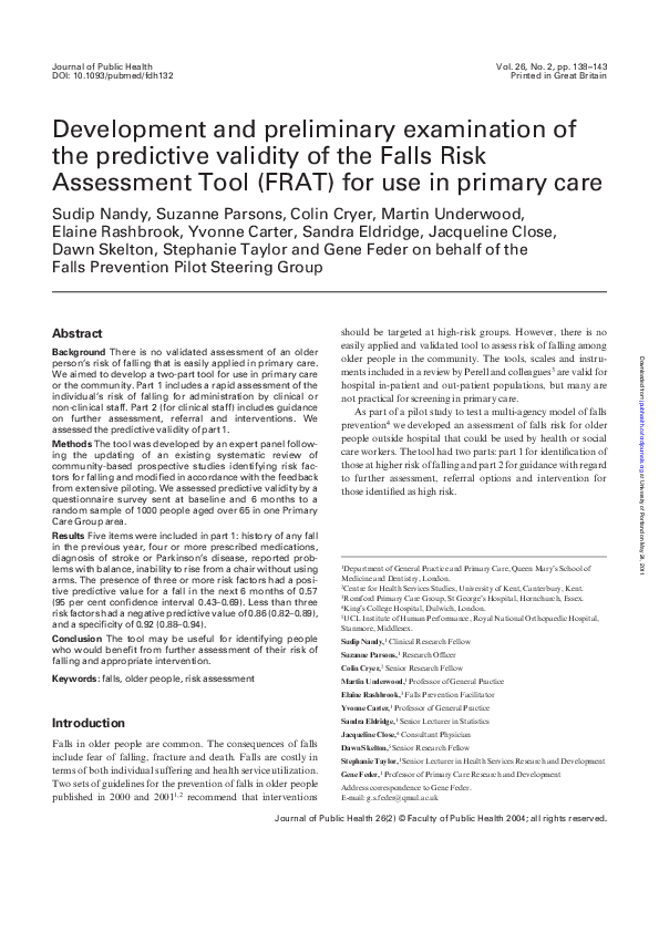 (PDF) Development and preliminary examination of the predictive ...