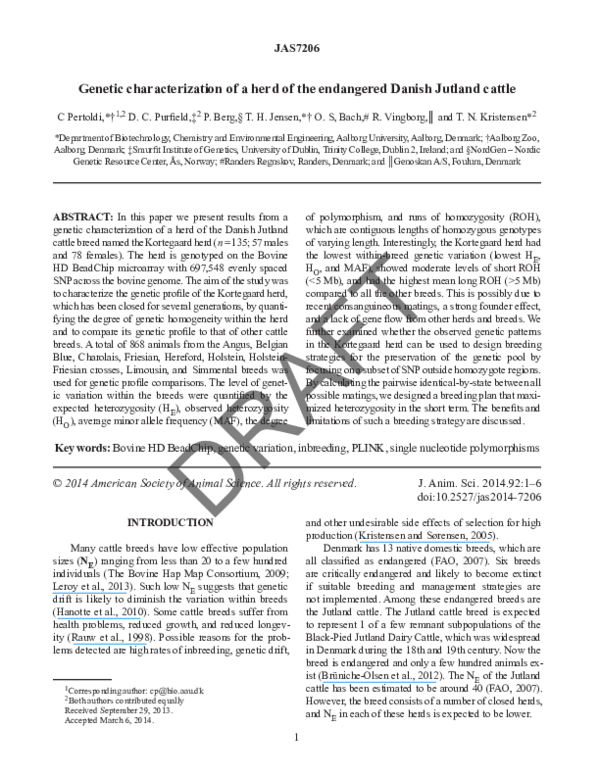 (PDF) Genetic characterization of a herd of the endangered Danish ...