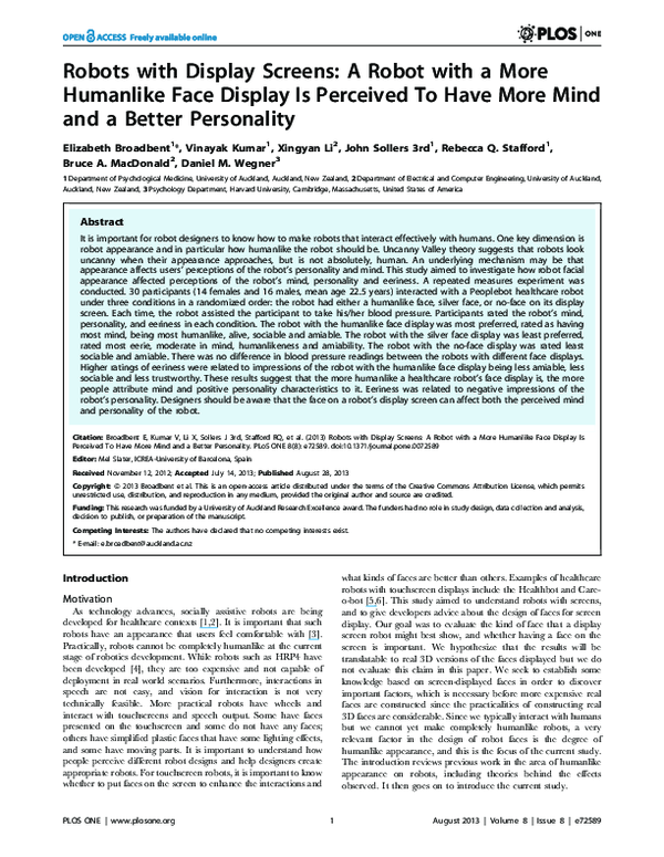 (PDF) Robots with Display Screens: A Robot with a More Humanlike Face ...