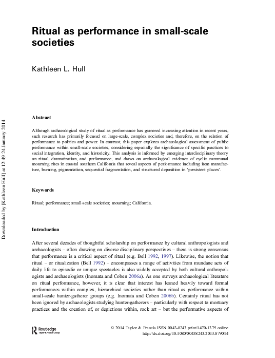 (PDF) Ritual as performance in small-scale societies