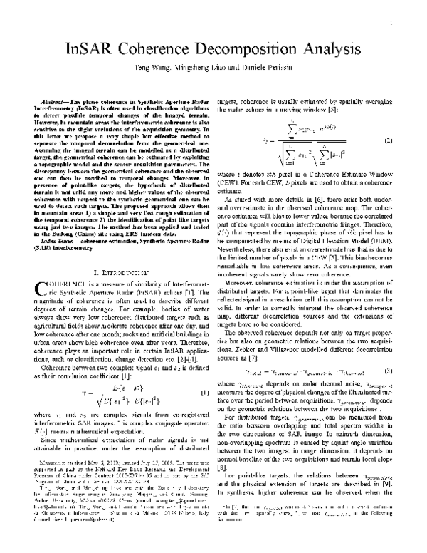 (PDF) InSAR Coherence-Decomposition Analysis