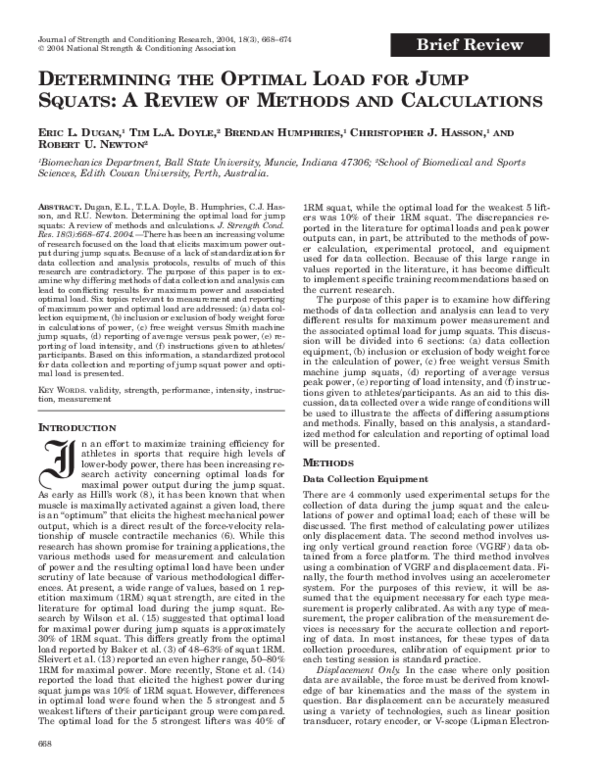 (PDF) Determining the Optimal Load for Jump Squats: A Review of Methods and Calculations