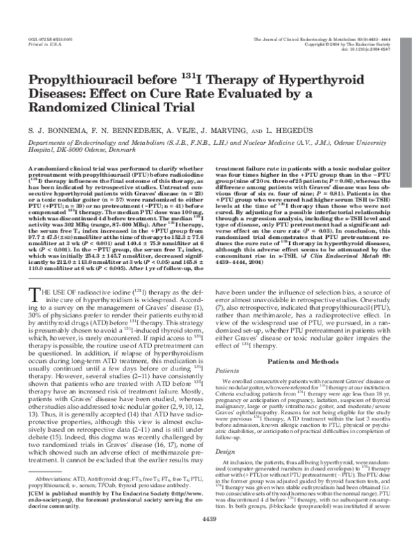 (PDF) Propylthiouracil before 131 I Therapy of Hyperthyroid Diseases ...
