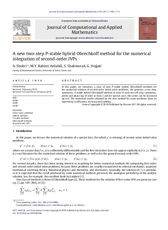 (PDF) A new two-step P-stable hybrid Obrechkoff method for the numerical integration of second ...